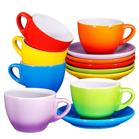 Bruntmor 6 Oz Cappuccino Coffee Cup, Set Of 6 Multicolored : Target