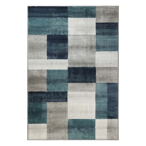 Modern Geometric Color Block Indoor Area Rug Or Runner, 7'x9', Rivulet ...