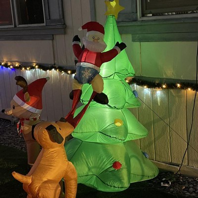Costway 6.5ft Christmas Inflatable Tree Santa Decor W/led Lights ...