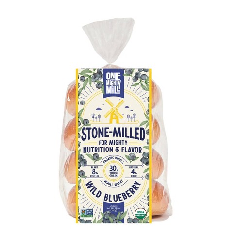 One Mighty Mill Whole Wheat Blueberry Bagels - 13.4oz / 4ct : Target