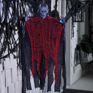 Morris Costumes 27 1/2" Hanging Red & Black Devil Halloween Decoration ...