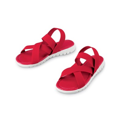 Collections Etc Casual Criss Cross Summer Stretch Strap Sandals 7 Red ...