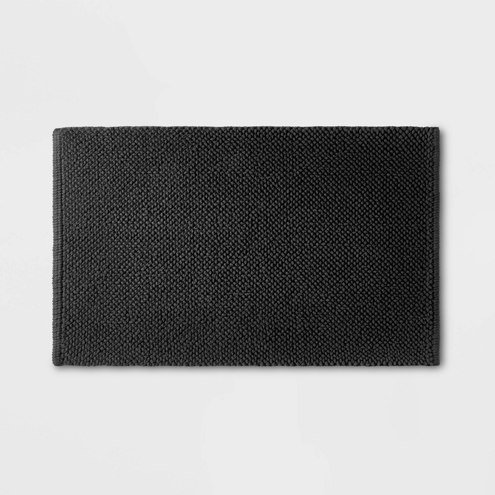 21"x34" Textured Bath Mat Washed Black - Casaluna™