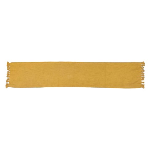 90" X 20" Cotton Textured Table Runner Gold - Threshold™: Traditional ...