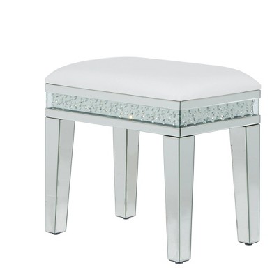 Glam Mirrored Upholstered Stool Silver - Olivia & May : Target