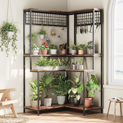Indoor Corner Plant Stand, 67" Industrial Corner Shelf Display Rack ...