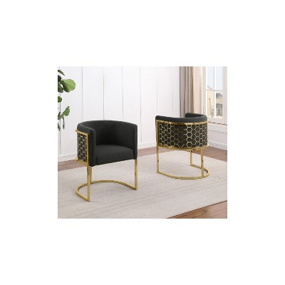 HomeStock 32.7 in H Ivory Finish Round Wood Frame Straight Armchair Set ...
