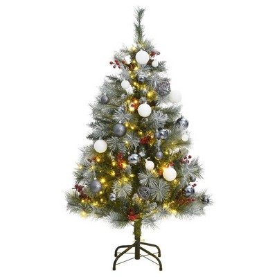 Vidaxl Artificial Hinged Christmas Tree With 150 Leds And Ball Set, 47. ...