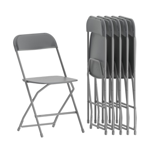 Emma And Oliver Folding Chair - Grey Plastic – 6 Pack 650lb Weight ...