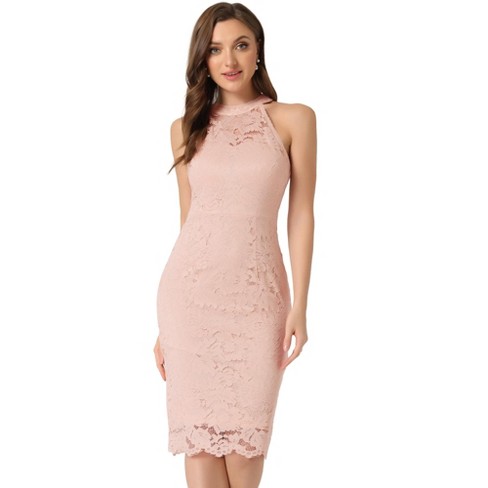 Inspire Chic Women's Elegant Lace Halter Neck Sleeveless Bodycon ...