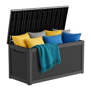 320 Gallon Lockable Resin Deck Box Large Patio Storage Bin for Pool ...