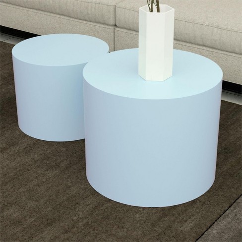 Blue Round Coffee Table Set Of 2,nesting Side Table End Table,modern ...