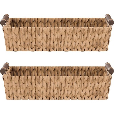 American Atelier Water Hyacinth Wicker Basket With Carry Handles ...