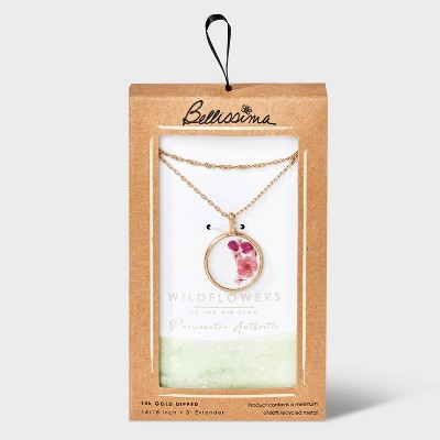 Women's Sterling Silver Pressed Flowers Circle Chain Pendant Necklace ...