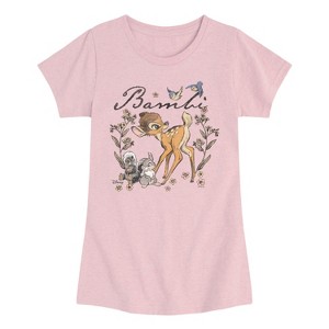 Girls' Bambi Watercolor Friends Fitted Short Sleeve Graphic T-Shirt ...
