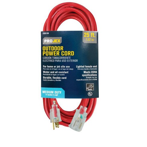 Projex Indoor Or Outdoor 25 Ft. L Red Extension Cord 14/3 Sjtow : Target