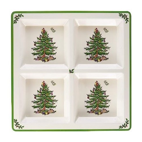 Spode Christmas Tree Melamine 4 Section Tray, 13.5 Inch Divided Serving ...