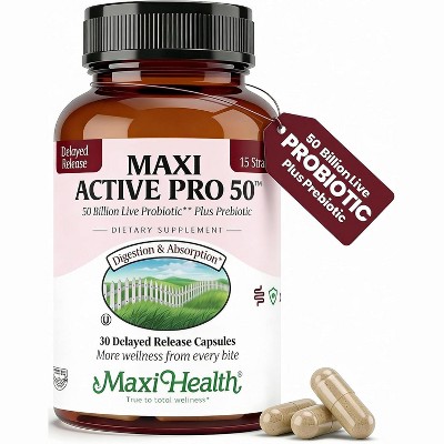 Maxi Health Maxi Active Pro-50, 50 Billion Live Active Probiotics, 15 ...