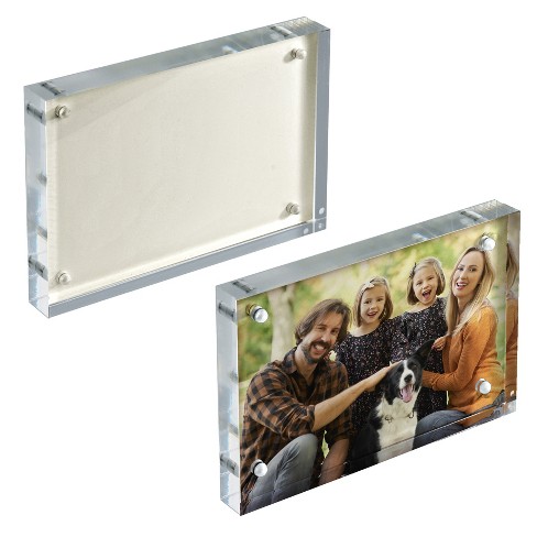Azar Displays Acrylic Block Frame With Metal Back Plate 4" X 6", 2-pack ...