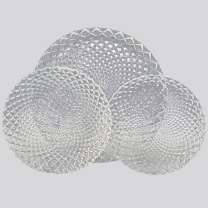 Slickblue Unique Rich Diamond Pattern Glass Dinner Set Of 18, In Clear ...