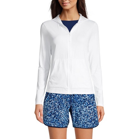 Lands' End Women's Petite Hooded Full Zip Long Sleeve Rash Guard Upf 50 ...