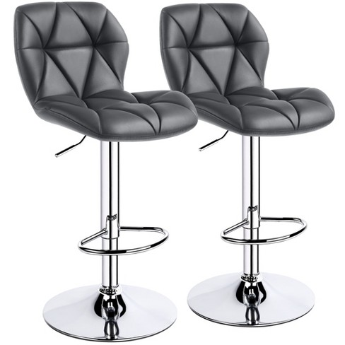 Yaheetech 2pcs Adjustable Modern Pu Leather Swivel Bar Stools With ...