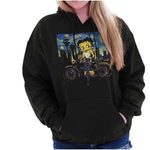Betty Boop Biker Starry Night Art Hoodie Sweatshirt Women Licensed ...