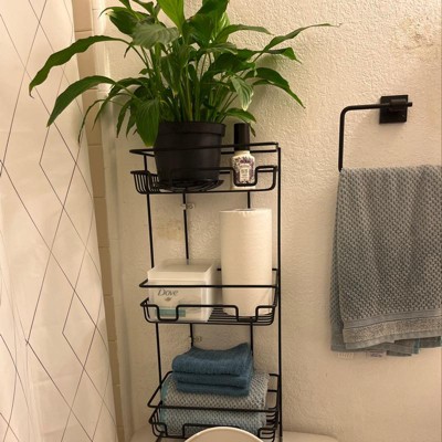 3 Tier Round Wire Shower Storage Tower Black - Threshold™: Bathroom ...