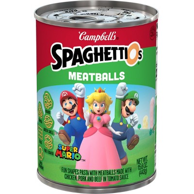 Spaghettios Super Mario Bros Canned Pasta With Meatballs- 15.6oz : Target