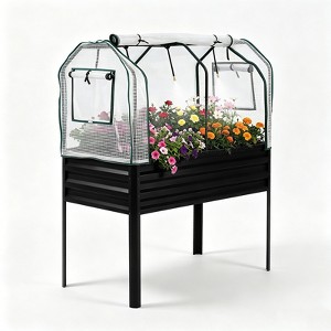 48×24×55in Galvanized Elevated Raised Garden Bed with Legs, Greenhouse ...
