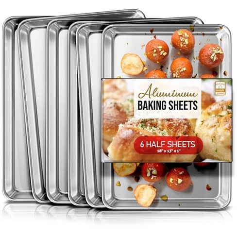 Joytable Aluminum Baking Sheet Set, 6 Pack Commercial Cookie Sheet Set For Baking, Half Sheet ...
