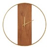 Kate And Laurel Ladd Round Metal Wall Clock, 24" Diameter, Walnut Brown ...