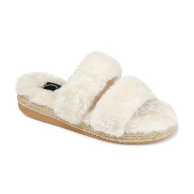 Journee Collection Women's Faux Fur Relaxx Slipper Ivory 6 : Target