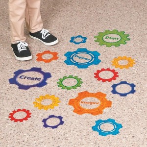 Fun Express 4 1/4" - 8" Assorted Bright Colors Gear-Shaped Vinyl Floor ...