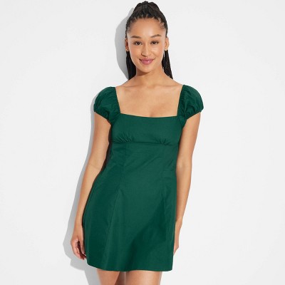 Women's Game Day Puff Short Sleeve Mini Dress - Wild Fable™ Green Xxs ...