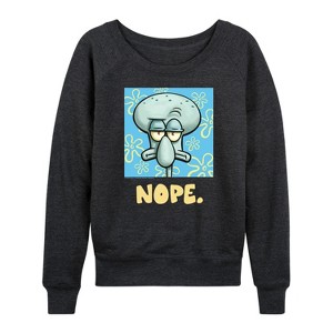Women's SpongeBob SquarePants Nope Squidward Lightweight French Terry ...
