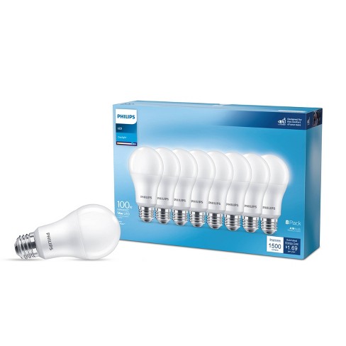 Philips Led 100w Frosted Daylight A19 8-pack (non-t20): 1500 Lumens ...