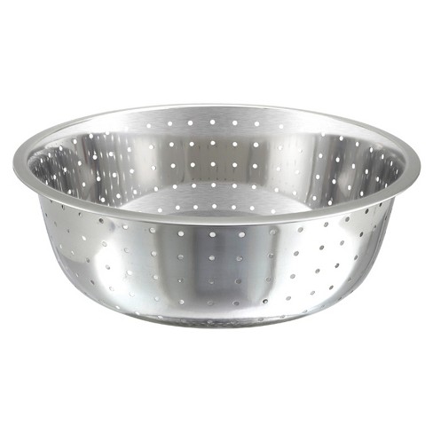 Winco Chinese Style Colander, Stainless Steel, 15" Dia, 5mm Holes, 13. ...
