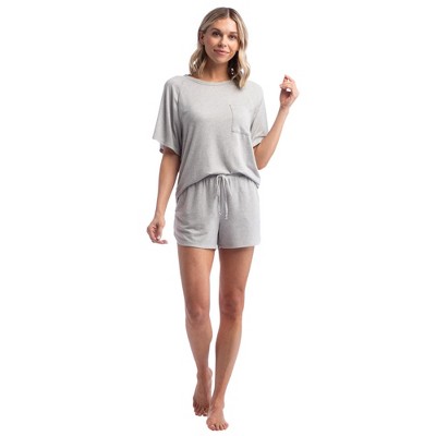 Softies Dream Slouchy Tee Top With Shorts Lounge Set Heather Grey ...