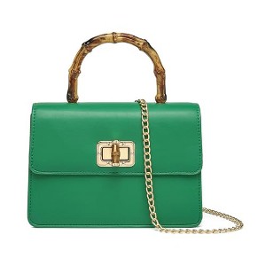 Bamboo Handle Purse for Woman Leather Handbag Elegant Crossbody Purses ...