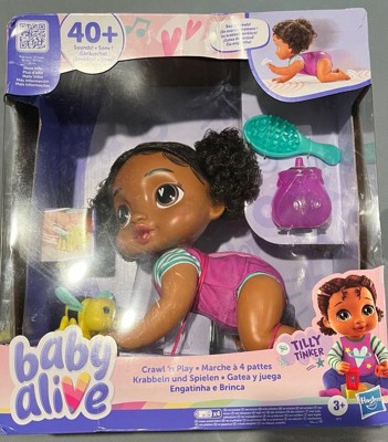 Baby Alive 13.5" Crawl N Play Baby Doll Tilly With Black Hair/brown ...
