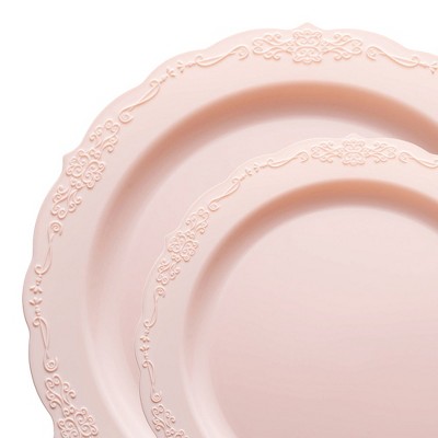 Trendables Light Pink Disposable Plastic Plate Set - Setting For 30 ...