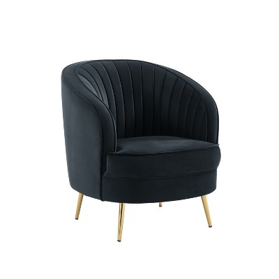 HomeStock 32.3 in H Gold Finish Round Wood Frame Straight Armchair ...