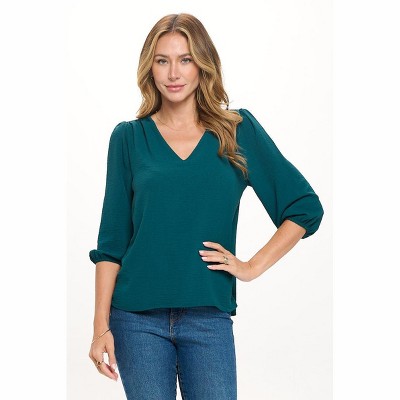 West K Women's Isabella Long Sleeve V-neck Pullover Blouse - Small ...