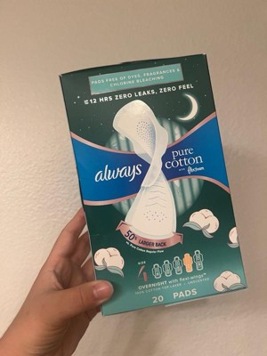 Always Pure Cotton Overnight Pads With Wings - Size 4 : Target