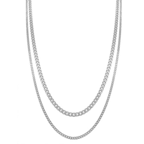 Adornia Men s Tarnish Resistant Curb Chain Set silver
