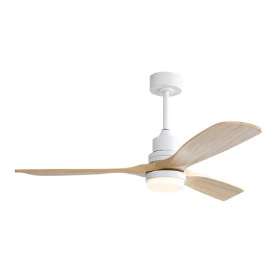 C Cattleya 48 In. Integrated Led White Wood Ceiling Fan With Light And ...