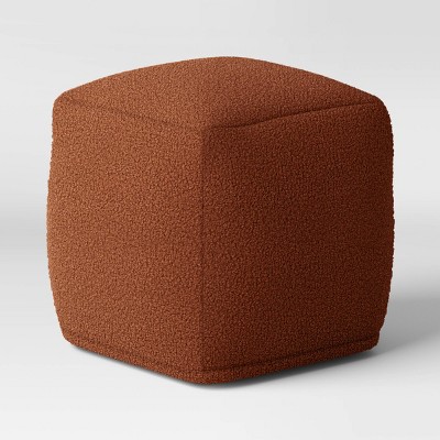Trubeck Tufted Metal Base Ottoman Faux Leather Brown - Threshold™ : Target