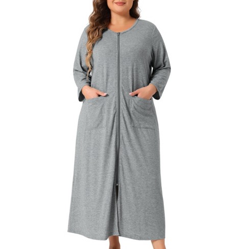 Agnes Orinda Women's Plus Size Crewneck 3/4 Sleeve Zipper Front Pocket ...