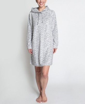 Muk Luks Women's Hooded Minky Lounge Dress, Silver Leo, Small : Target